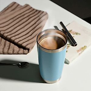 DOMICARE 20oz Stainless Steel Tumbler Bulk with Lid, Double Wall Vacuum Insulated Travel Mug, Powder Coated Coffee Cup, Light Blue, 1 Pack