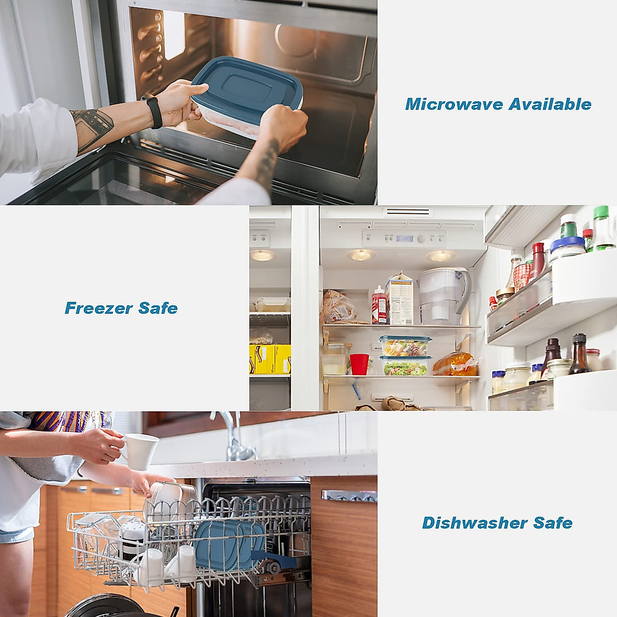 PEDECO Rectangle Plastic Portion box Sets with Lids.Food Storage Box,Container Sets,Food Storage,Food Containers,Cereal Containers,use for School,Work and Travel,0.53 quarts(500ML) per box,Set Of 5