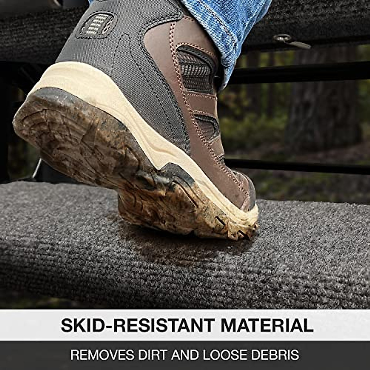 Prest-O-Fit 2-4064 Outrigger RV Step Rug Castle Gray 18 in. Wide, 3 Step Set