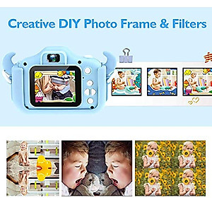 Kids Camera, Christmas Birthday Festival Gifts for Girls or Boys Aged 3-12 Years Old, Kids Digital Camera for Kids Selfie with Video, HD Digital Video Camera Toys for Girls with 32GB SD Card (Blue)