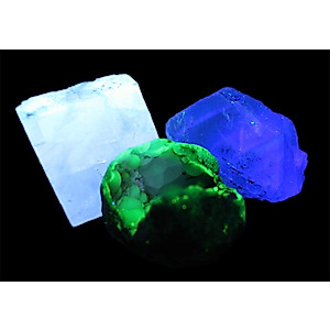 Set of 10 Medium Short Wave UV Reactive Fluorescent Mineral Rock Specimens