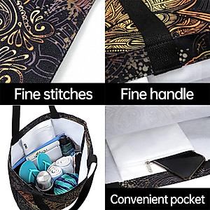 ZzWwR Rural Honey Bees Wildflowers Extra Large Canvas Shoulder Tote Top Handle Bag for Gym Beach Travel Reusable Grocery Shopping