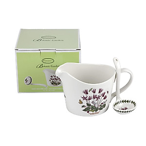 Portmeirion Botanic Garden Sauce Jug and Ladle | 2-Piece Set | Cyclamen Motif | 1-Pint Capacity | Made of Fine Porcelain | Dishwasher and Microwave Safe