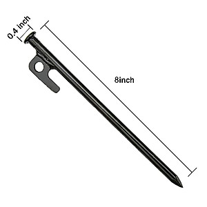 Linwnil Tent Stakes Camping Hammer Accessories Set , 12Pcs Heavy Duty 8in Tent Stakes, 1Pce Camping Hammer (Gray) Forged Steel Unbent Tent Pegs-Ideal Camping Stakes for Rocky/Hard Places