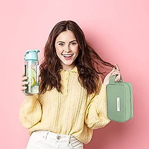 Noozion Clear Frosted Makeup Bag 3 Pieces Toiletry Bag Portable Cosmetic Pouch Travel Organizer Water-resistant Translucent Purse for Women and Girls (Green)