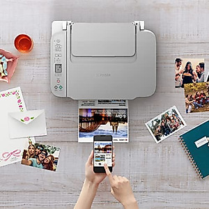 NEEGO Canon Wireless Inkjet All-in-One Printer with LCD Screen Print Scan and Copy, Built-in WiFi Wireless Printing from Android, Laptop, Tablet, and Smartphone with 6 Ft Printer Cable - White