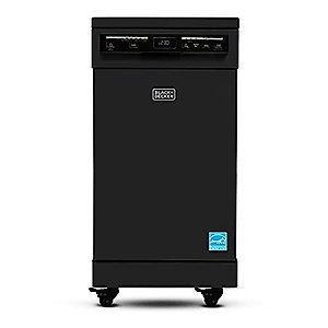 BLACK+DECKER Portable Dishwasher, 18 inches Wide, 8 Place Setting, Black