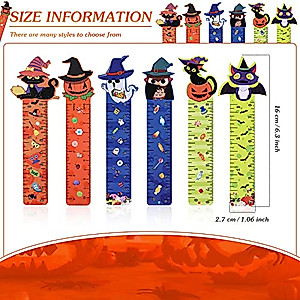 144 Pieces Halloween Bookmark Rulers Party Favors, Ruler Markers 6 Designs with Pumpkin Ghost Halloween Prints for Holiday Bookmark, Halloween Decorations, Classroom Rewards and Trick or Treat Prizes