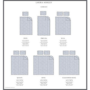 Laura Ashley Home - Queen Sheets, Soft Sateen Cotton Bedding Set - Sleek, Smooth, & Breathable Home Decor (Lorelei Dark Blue, 4 pcs, Queen)