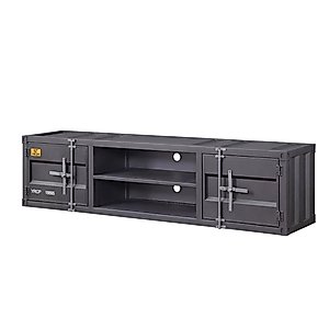 Acme Cargo 2-Door Metal Frame TV Stand with Shelves in Gunmetal