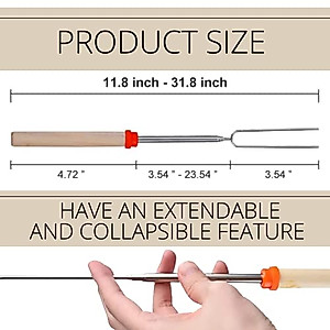 Set of 8 Marshmallow Roasting Sticks Stainless Steel Smores Sticks For Camping Telescoping Marshmallow Sticks for Campfire Roasting Sticks for Fire Pit