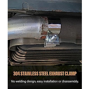 Zlirfy 2 Pack Stainless Steel Exhaust Clamp,Narrow Band Muffler Clamp,1.75" 2.0" 2.25" 2.5" 3.0" Butt Joint Exhaust Band Seal Clamps,Exhaust Clamps Pipe Repair Parts (3.0 inch)