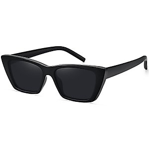WOWSUN Narrow Small Vintage Polarized Cat Eye Sunglasses for Women
