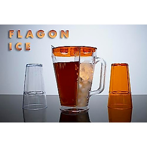 Acrylic Beer Pitcher with Ice Chamber (34 fl oz), Keep Beverages Cold. Clear Plastic Pitcher with Pour Spout Lid. BPA-Free, Shatter-Proof, Great for Water, Beer, Iced Tea, Sangria, Lemonade.