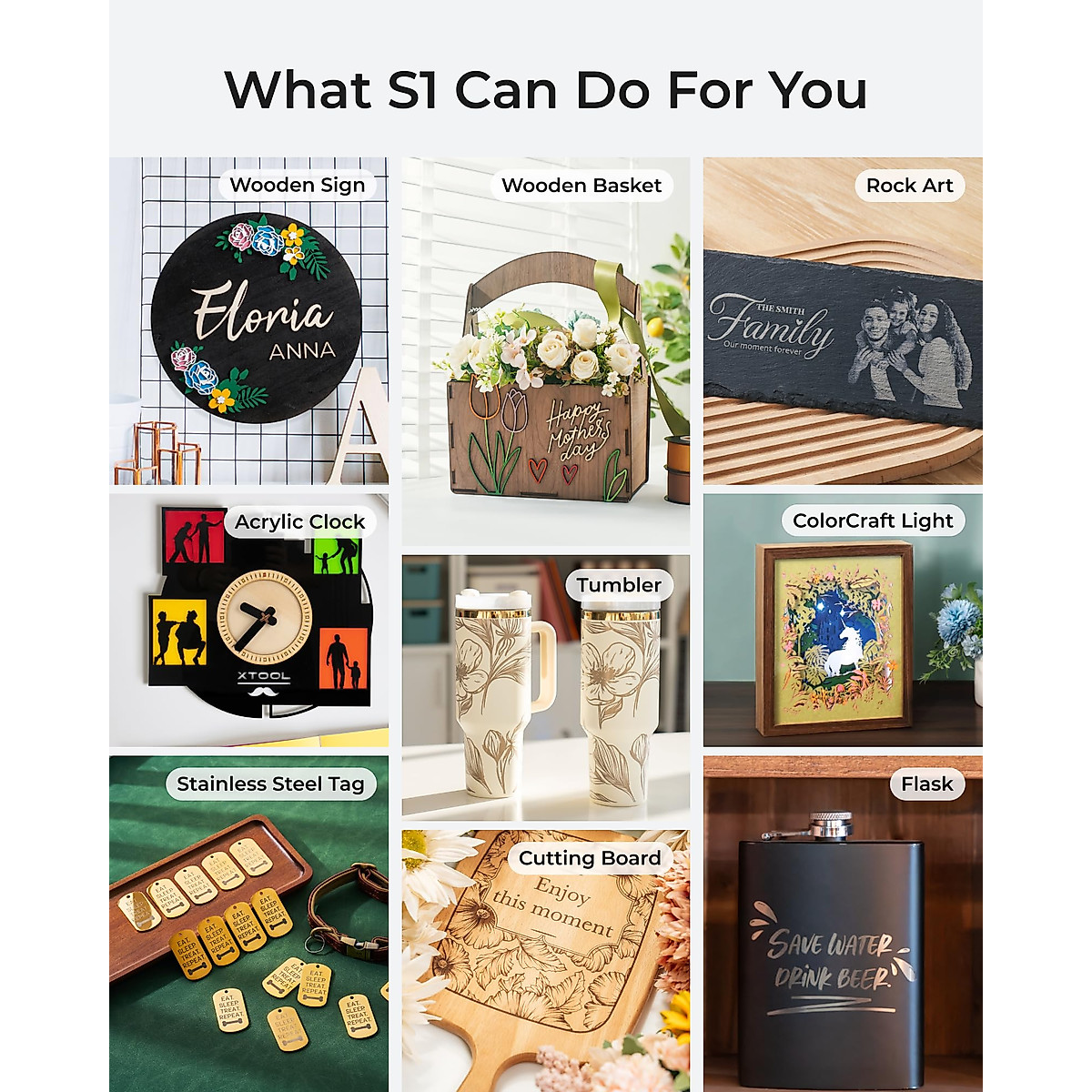 xTool S1 40W Laser Cutter and Laser Engraver for Tumblers, 23.93" x 15.16" Bed Size, 600mm/s Speed, Laser Engraving Machine, Laser Engraver for Wood and Metal, Acrylic, Big Project - Rotary Bundle