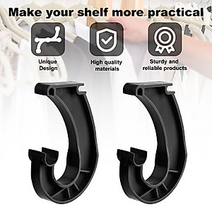 2pcs Closet Rod Bracket, J Shaped for Closetmaid Bracket 3/4 Closet Shelf Rod Holder Closet Shelf Brackets Hooks Hanging Closet Rod Support for Cabinets Curtain Hanging Clothes(Black)
