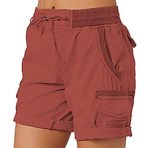 Knemksplanet Women's Cargo Shorts Multi-Pockets Hiking Shorts Summer Casual Bermuda Outdoor Active Shorts
