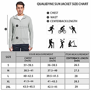 qualidyne Men's UPF 50+ UV Full Zip Sun Protection Jacket Hoodie with Pockets Lightweight Fishing Hiking Cooling Shirts
