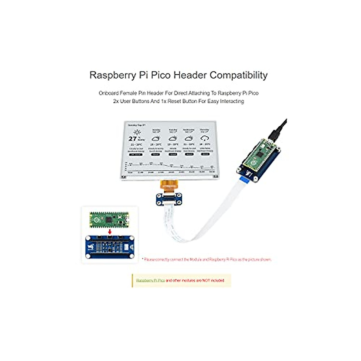 Waveshare 5.83inch E-Paper E-Ink Display Module for Raspberry Pi Pico 648×480 Pixels Black/White SPI Interface