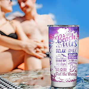 Rudicaxi Beach Tumbler Gifts for Women, Best Beach Themed Gift Ideas for Beach Lover, Beach Cup for Girls Friends Sister Daughter, Life is the Better at the Beach 20oz Stainless Steel Tumbler