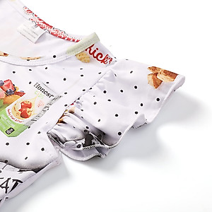 JONGOS Toddler Girls Fried Chicken Burger Pattern Dresses Ruffle Bottom Flutter Sleeve Summer Apparel 4-5T