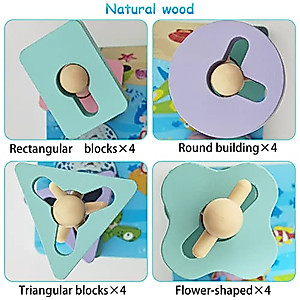 Bird Wooden Block Puzzle Toy Parrot Training Intelligence Toy Parakeet Perch Gym Playpen Stacking Rings Toy Mini Parrot Blocks Balls for Macaw Cockatile Cockatoos and Other Birds 