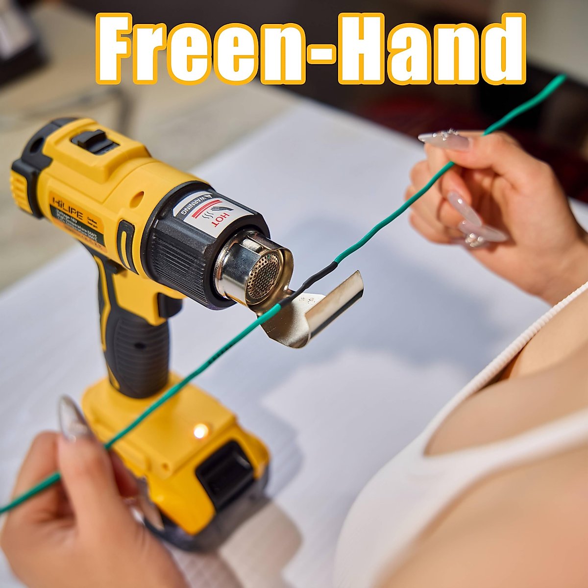 HILIPE Cordless Heat Gun for DeWALT 20v Battery,Lithium Hot Air Gun, 5 Nozzle Attachments,2-Temp Setting Max 1022°F(550°C),Heat Gun for Shrink Wrapping, Tube Bending (Tool Only, NO Battery)