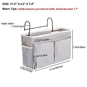 RuiyiF 2 Pack Bed Organizer Hanging with Metal Hooks, Bunk Bed Storage for Top Bunk Dormitory Bedside Storage Pocket for Books Phones Remote Control (White)