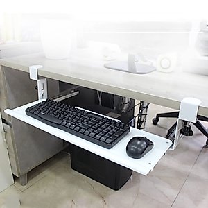 IBOWZ Keyboard Drawer Tray Sliding Keyboard Shelf Keyboard Platforms - Under Desk Keyboard Tray Clamp On,Ergonomic Desk Extender Wrist Rest,Support The Wrist to Relieve Hand Fatigue/Black/60Cm