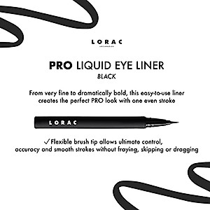 LORAC PRO Liquid Eyeliner, Black | Precision Brush Tip | Water Resistant | Long Lasting | Smudge Resistant