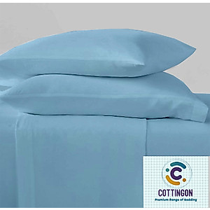 Split King Sheets For Adjustable Bed,Sheets Set with 2 Twin-XL Fitted Sheets,Split King Sheets 5 Pcs , 100% Brushed Microfiber Split Bed Sheets to fit upto 16"Deep Twin XL Mattress (Light Blue)