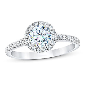 1-3/8 Carat Halo Bridal Set Moissanite Engagement Rings for Women Platinum Plated Silver Round Moissanite Rings -12