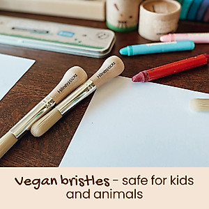Honeysticks My First Paint Brush Set - 3 Pack: Ideal for Babies and Toddlers. Jumbo Brushes with Chubby Wood Handles for Easy Grip, Vegan. Includes Handy Storage Container