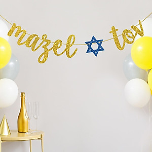 Helewilk Mazel Tov Banner, Bar Mitzvah/Jewish Decoration/Engagement/Wedding Party Decoration