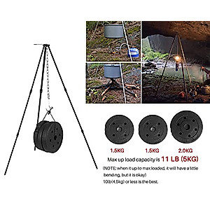 Camping Tripod Campfire Cooking Dutch Oven Tripod Mini Adjustable Grill Tripod Cooker Campfire Grill Stand Tripod Grilling Set Cooking Lantern Tripod Hanger with Storage Bag for Outdoor Activities