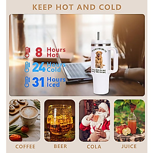 EchoMaven Golden Retriever 40oz Tumbler - Christmas and Birthday Gift for Dog Lovers, Mom, Dad, and Owners - White