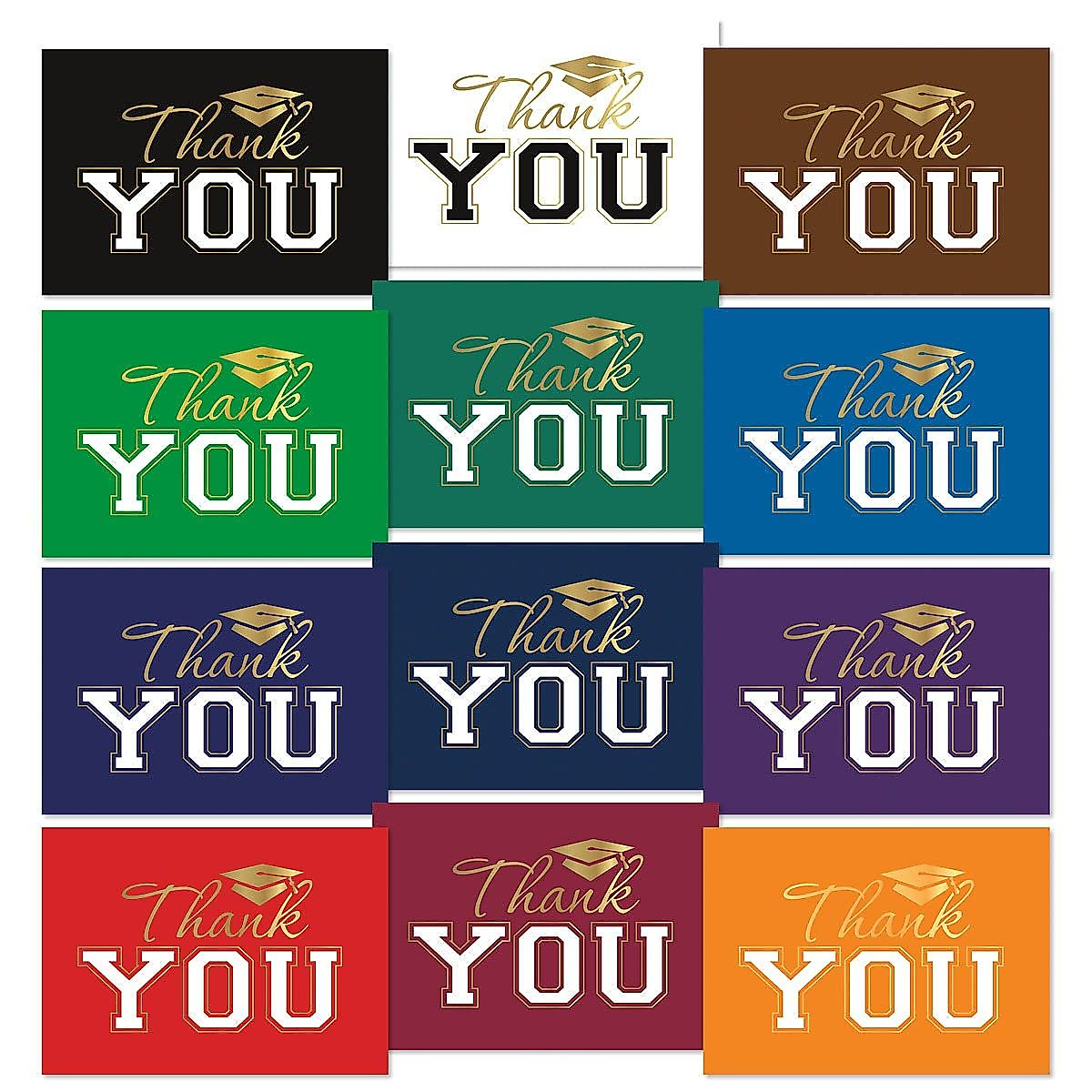Current School Colors Graduation Thank You Note Card Set Red & Gold Foil - Set of 40, Envelopes Included, 4-1/4" x 5-1/2", Blank Inside, Value Pack