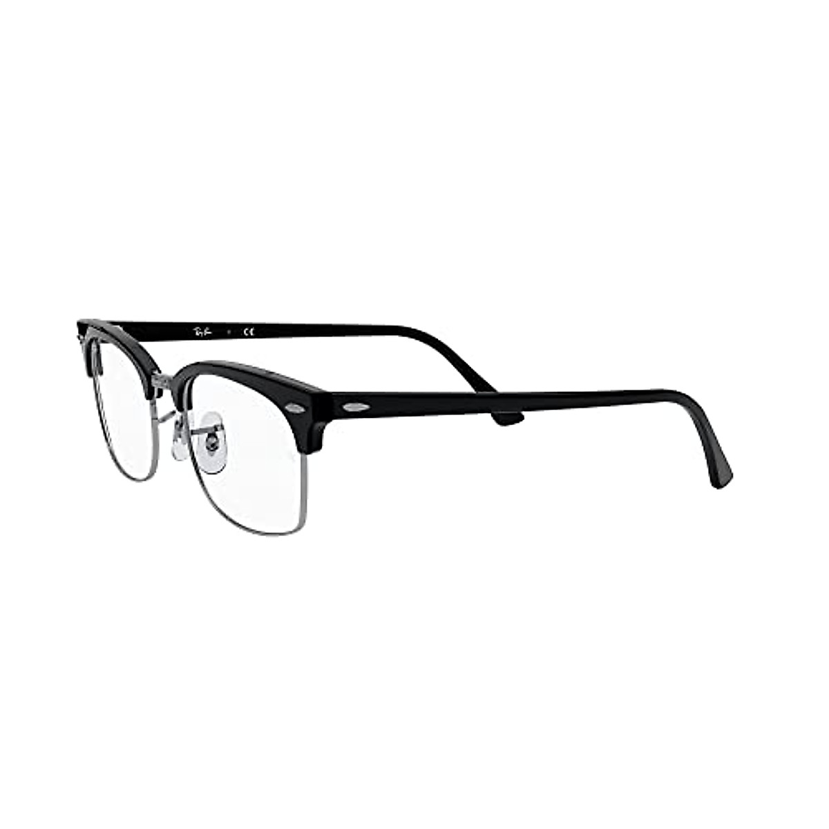 Ray-Ban RX3916VF Clubmaster Square Low Bridge Fit Prescription Eyeglass Frames, Shiny Black/Demo Lens, 55 mm
