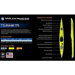 Wilderness Systems Tsunami 175 | Sit Inside Touring Kayak | Kayak with Rudder | 17' 6" | Mango