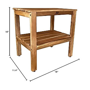 Zen 18" Acacia Shower Bench, Shower Stool, Shower Footrest, Shower Bench with Shelf, Shower Seats and Benches, Shower Stool Wood, Wooden Shower Bench, Shower Chair Wood, Wood Shower Seat