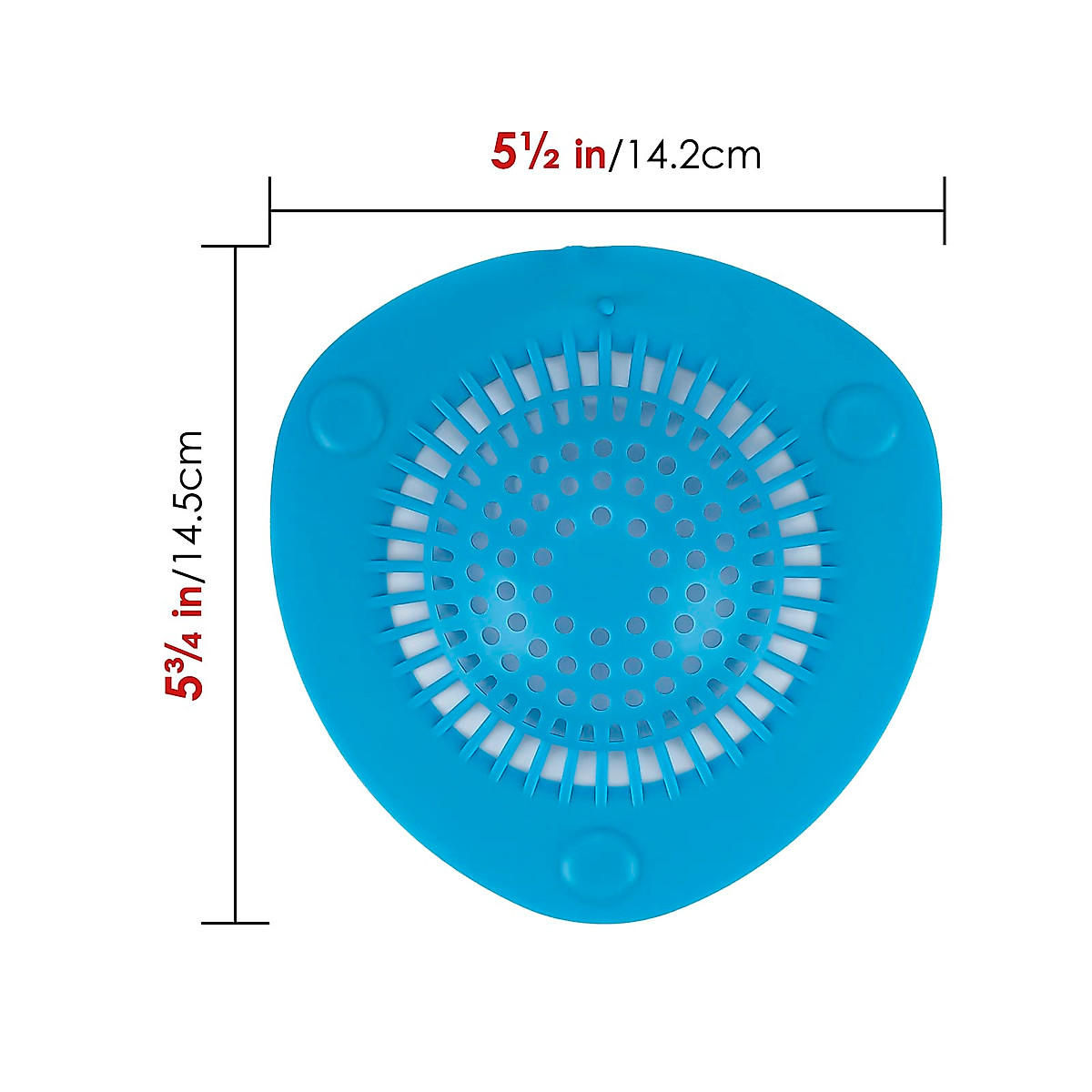 Linkidea 4 Pack Shower Rubber Hair Drain Catcher, Anti-Blocking Floor Drain Stopper with 3 Suction Cups, Tub Drain Hair Catcher for Bathroom, Bathtub, Kitchen (2 White + 2 Blue)