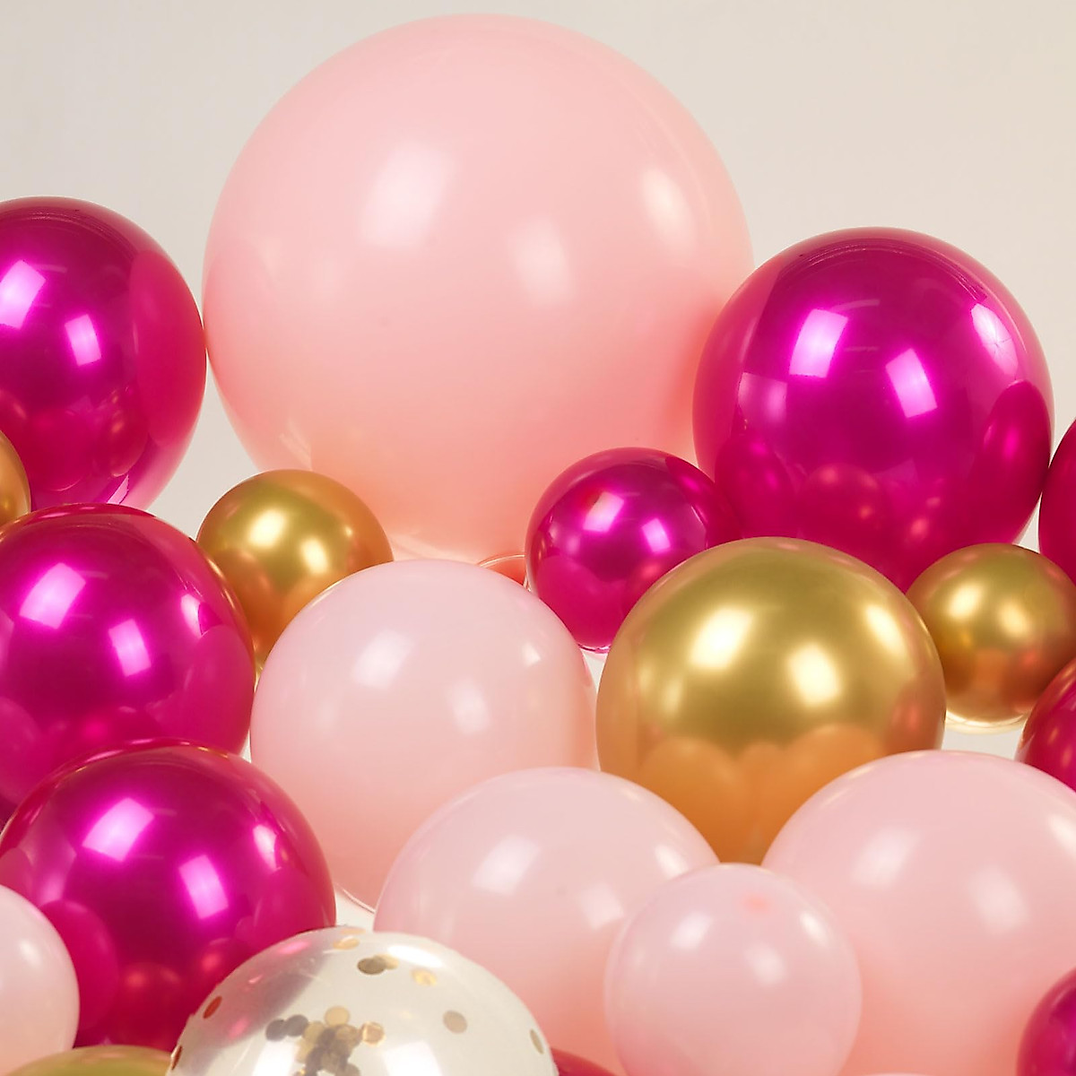 FROUFING Pink and Gold Balloon Garland Arch Kit 117Pcs Chrome Pink With Rose Gold confetti balloons and star for Sweet Girl baby shower women 15/16/21th birthday Party Decorations