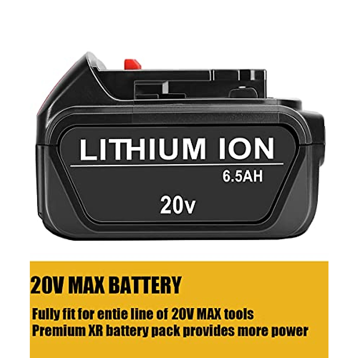 JYJZPB 2 Pack 6.5Ah Replace Battery for De-Walt 20V MAX Battery DCB200 DCB204 DCB206 DCB206-2 DCB201 DCB203 DCB181 DCB180 DCD/DCF/DCG 20 Volt XR Battery