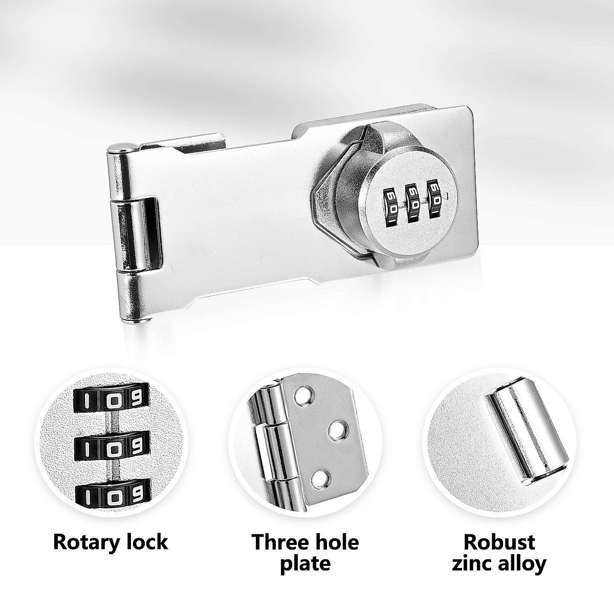 Tidorlou Cabinet Password Hasp Lock Combination Lock 3-Digit Password Code Latch Lock for Cabinets Door Barn Door Locker Toolbox Fence, 2pack Silver