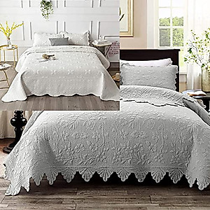 Brandream 6PC Luxury Bedding Quilt Set Queen King Size Farmhouse Quilt Bedspread Set Cotton Shabby Antique Bedroom Set