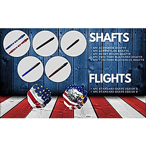 Steel Tip Darts Set - Professional Darts Steel Tip for Dartboard - Includes Brass Barrels + Plastic & Aluminum Shafts + Rubber O'Rings + Flights + Darts Sharpener + Wrench (22g- USA -STC10420)
