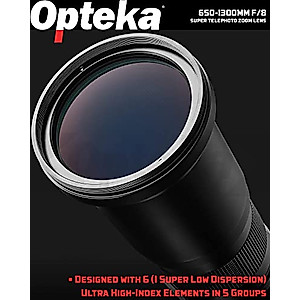 Opteka 650-1300mm (with 2X- 1300-2600mm) Telephoto Zoom Lens for Canon EF-Mount EOS 90D, 80D, 77D, 70D, 60D, 50D, 7D, 6D, 5D, 5DS, 1DS, T8, T8i, T7i, T7s, T7, T6s, T6i, T6, T5, SL3, SL2 DSLR Cameras