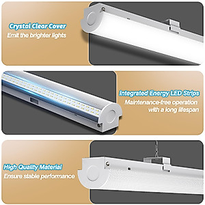 ANTLUX 8FT LED Shop Lights 110W Strip Lights [6-lamp T8 Fluorescent Equiv.], 12000LM, 5000K, Compact Commercial 8 Foot Light Fixtures for Warehouse, Garage, Energy Saving up to 4000W/5 Years, 6 Pack