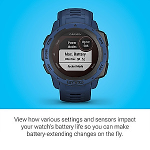 Garmin - Instinct Solar Rugged GPS Smartwatch 45mm - Tidal Blue (Renewed)