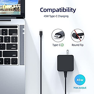 Charger for Asus Chromebook, (UL Certified Safety), 45W, USB C